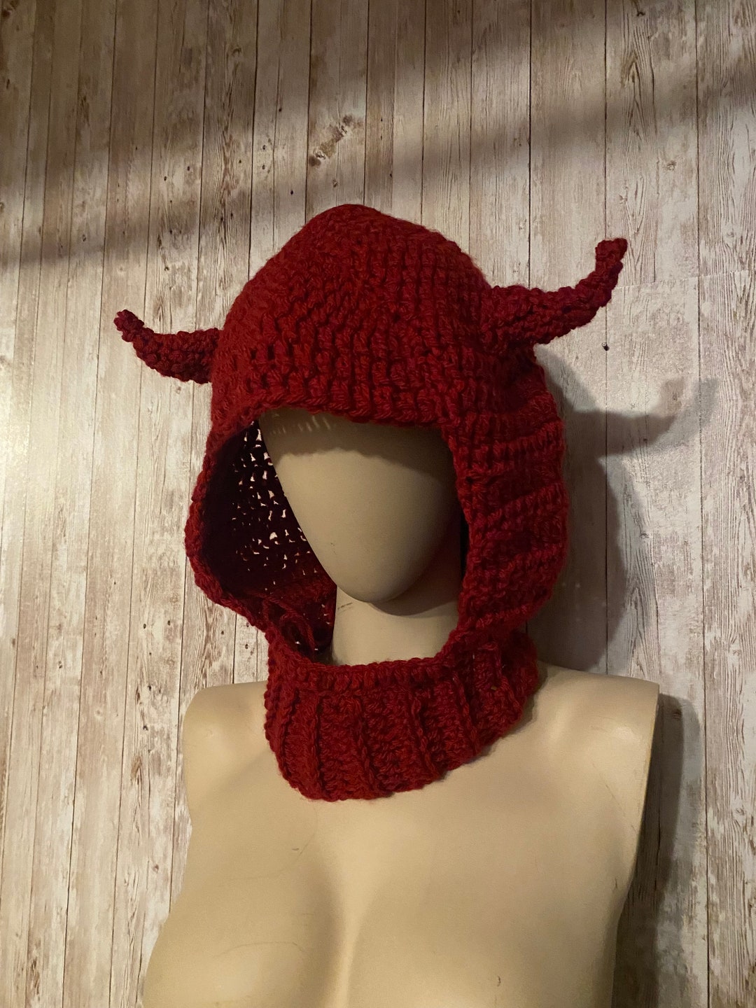 Handmade Crochet Devil Horn Balaclava / Made to Order / Ski Mask ...