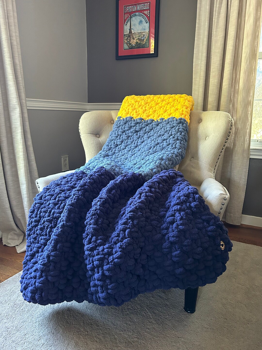 Blue and Yellow Blanket - Los Angeles Football Blanket - Super Chunky ...