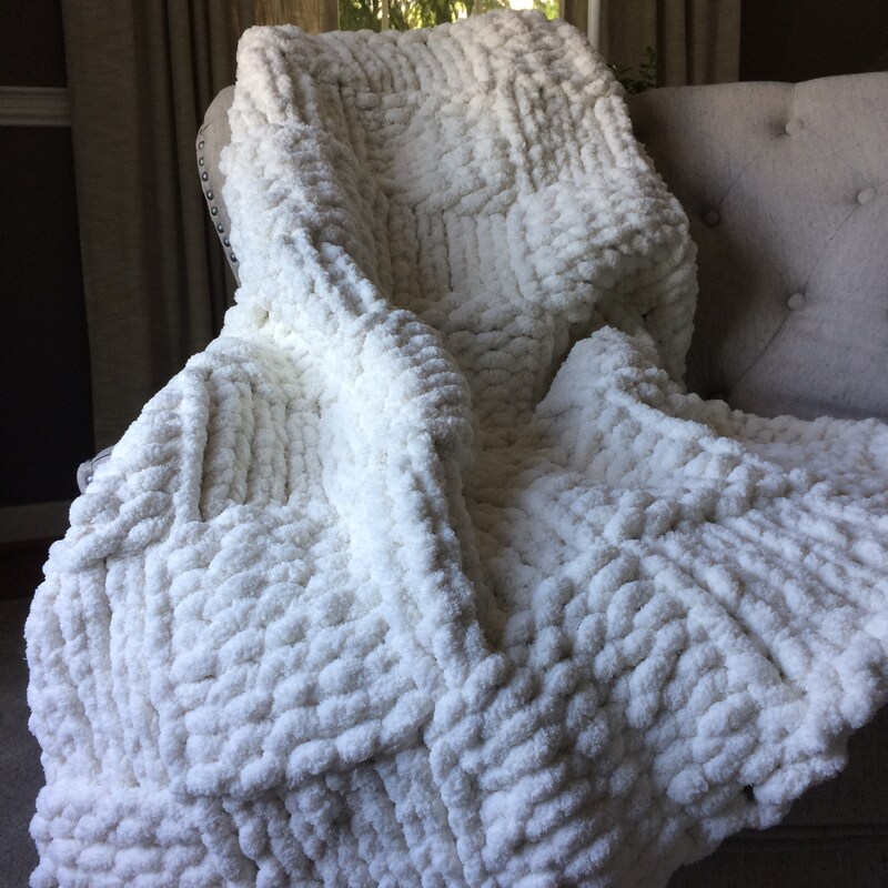 Hand Knit Throw - Etsy