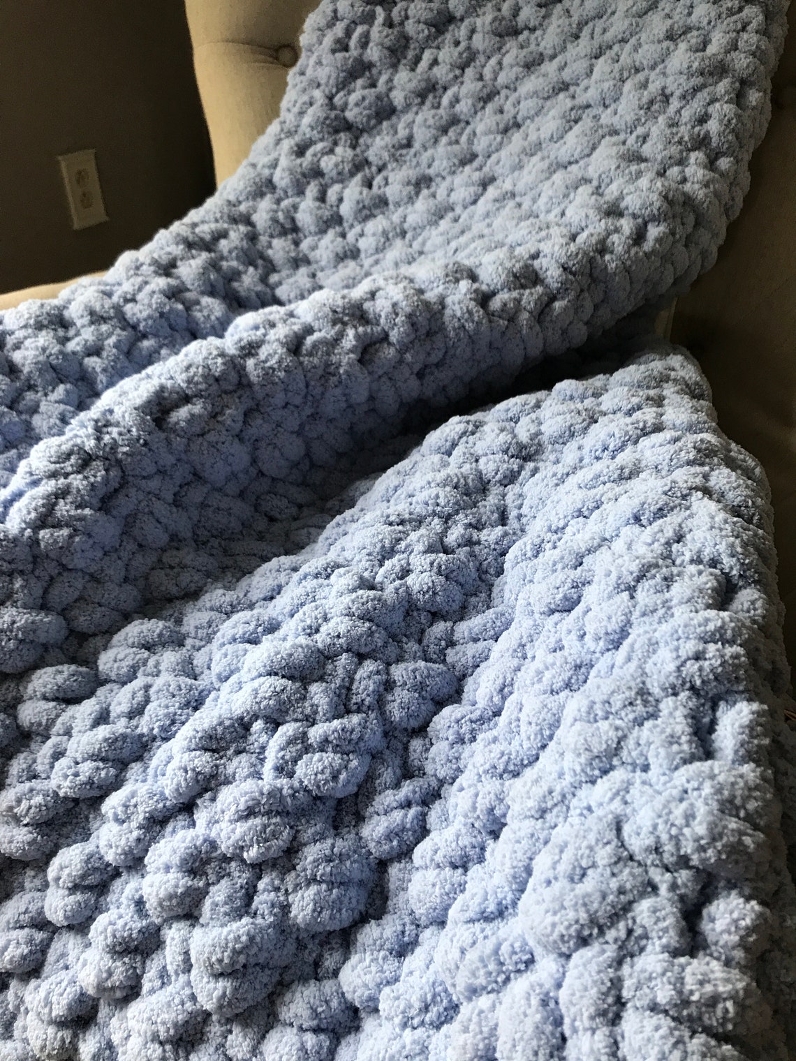 Periwinkle Blanket - Chunky Knit Blanket - Light Blue Blanket - Soft ...