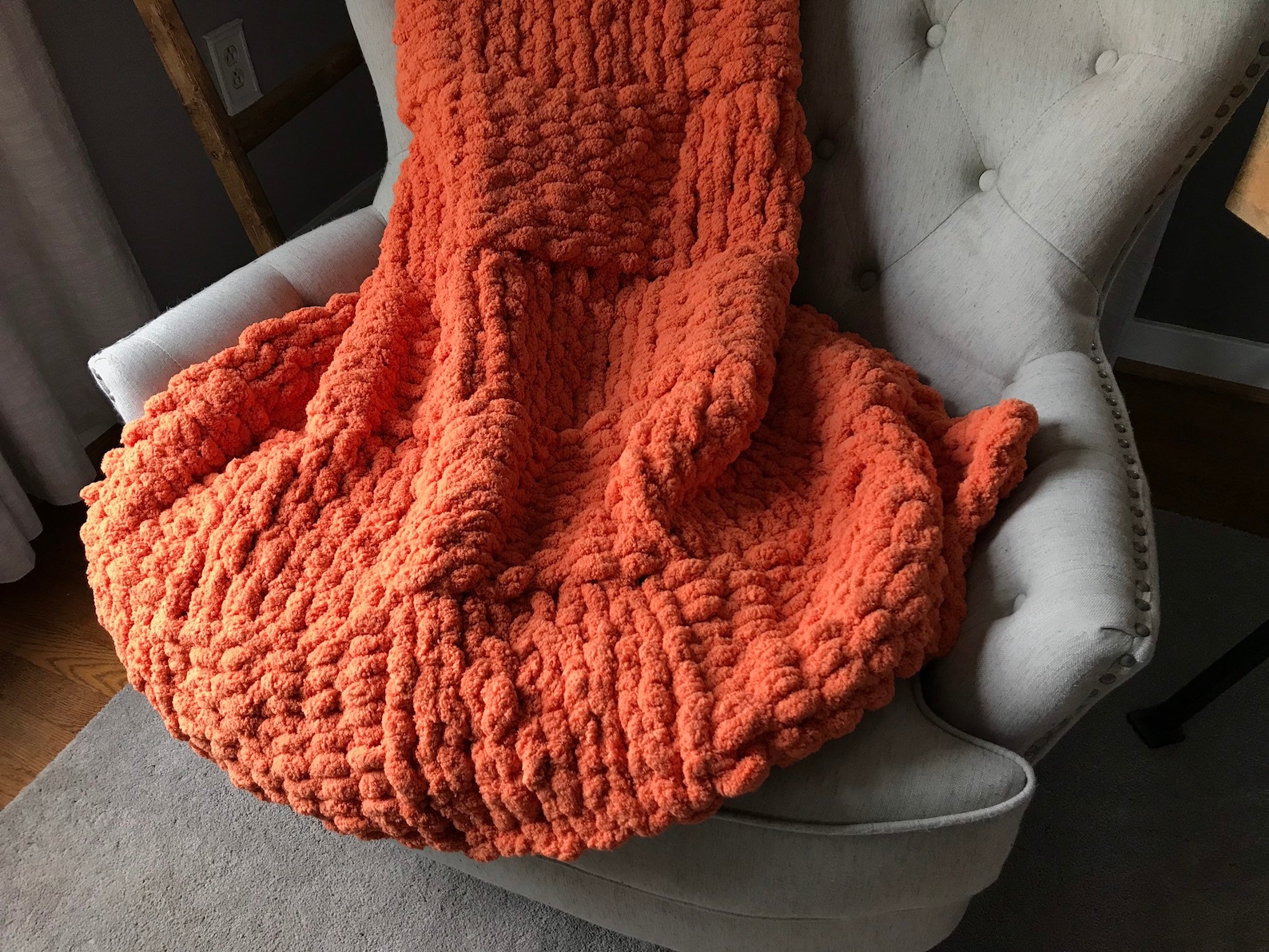 Orange Blanket Chunky Knit Blanket Chunky Orange Throw Super Chunky ...