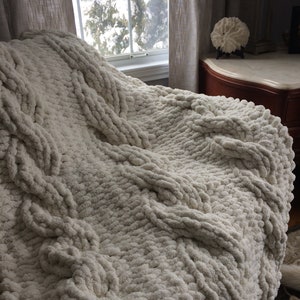 Black Cable Knit Blanket - Chunky Knit Black Blanket - Black Chunky ...