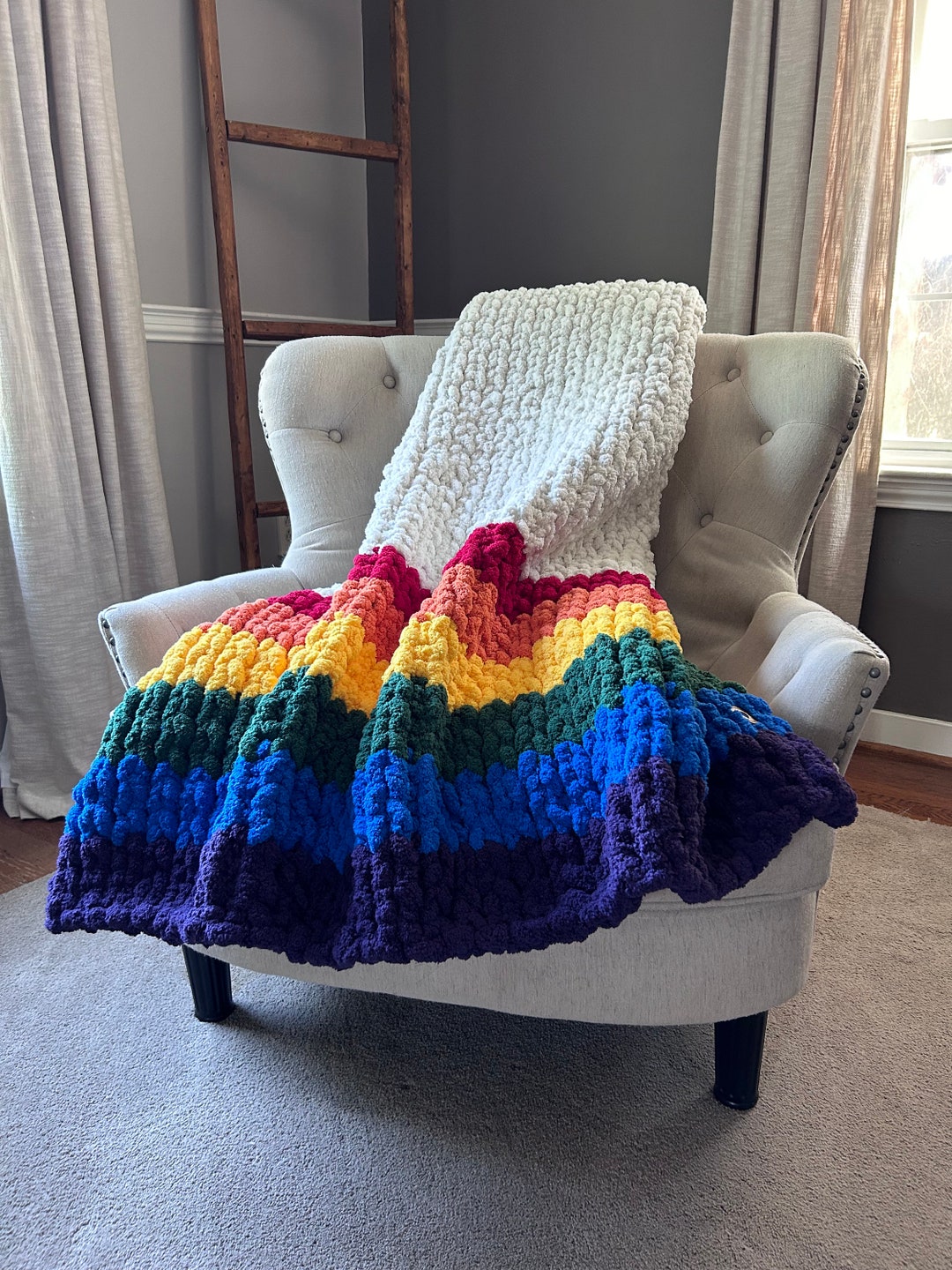 Pride Blanket - Rainbow Blanket - Pride Home Decor - Chunky Knit ...