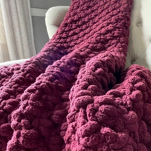 Burgundy Blanket - Chunky Knit Blanket - Super Chunky Knit Blanket ...