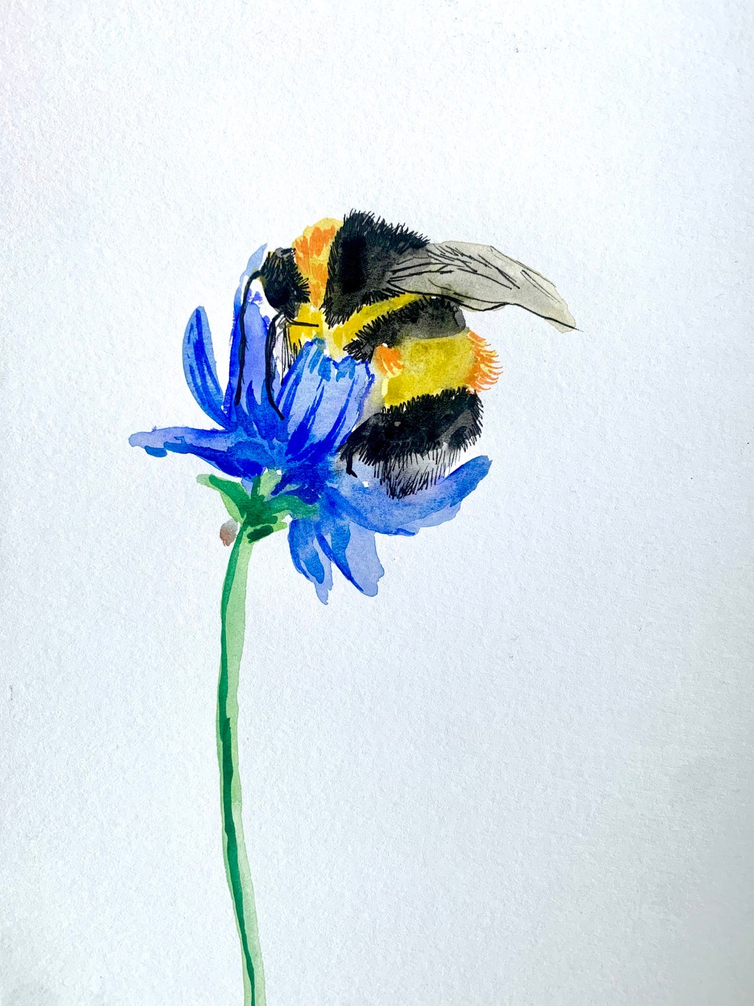 Bumble Bee Watercolour Painting - Etsy