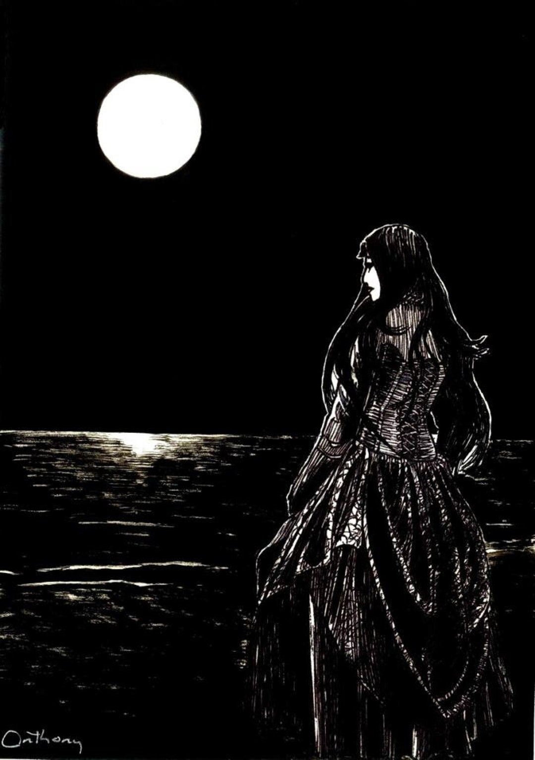 Goth Girl Greeting Card and Print: 'lady Midnight'; 'missing You' Card ...