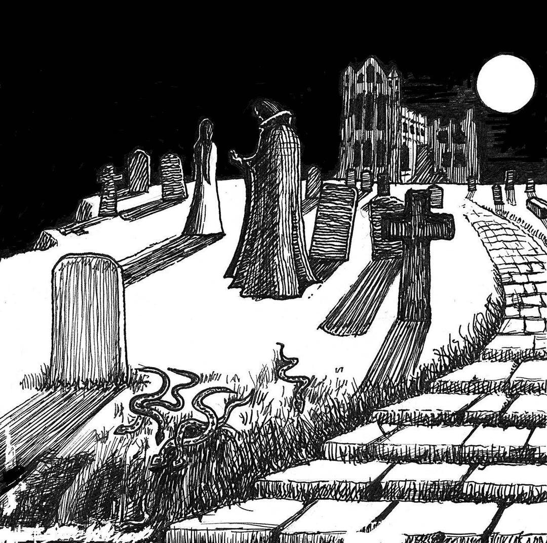 Gothic Dracula and Lucy Card. 'the Somnambulist at the Abbey' - Etsy