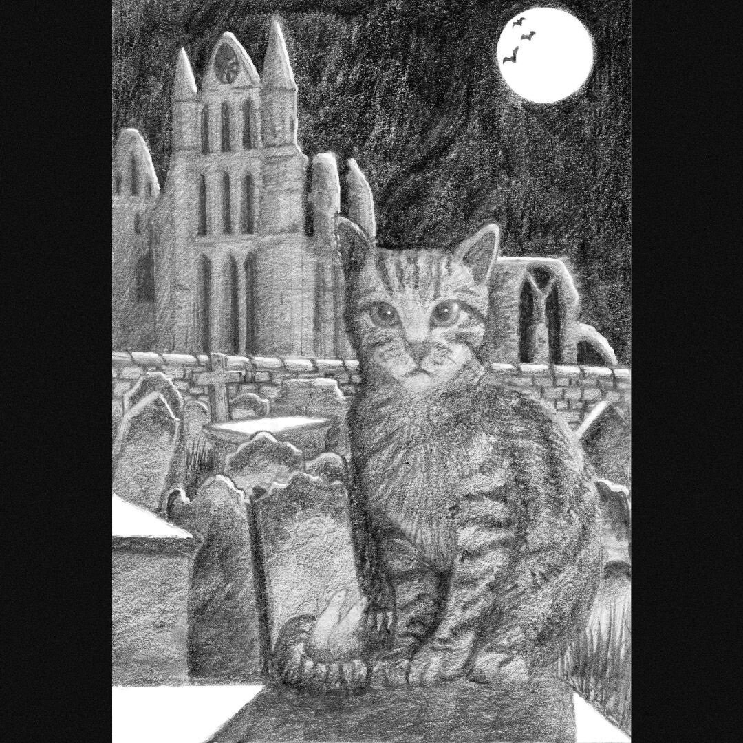 Gothic Cat Card and Print; 'abi, the Abbey Cat' - Etsy