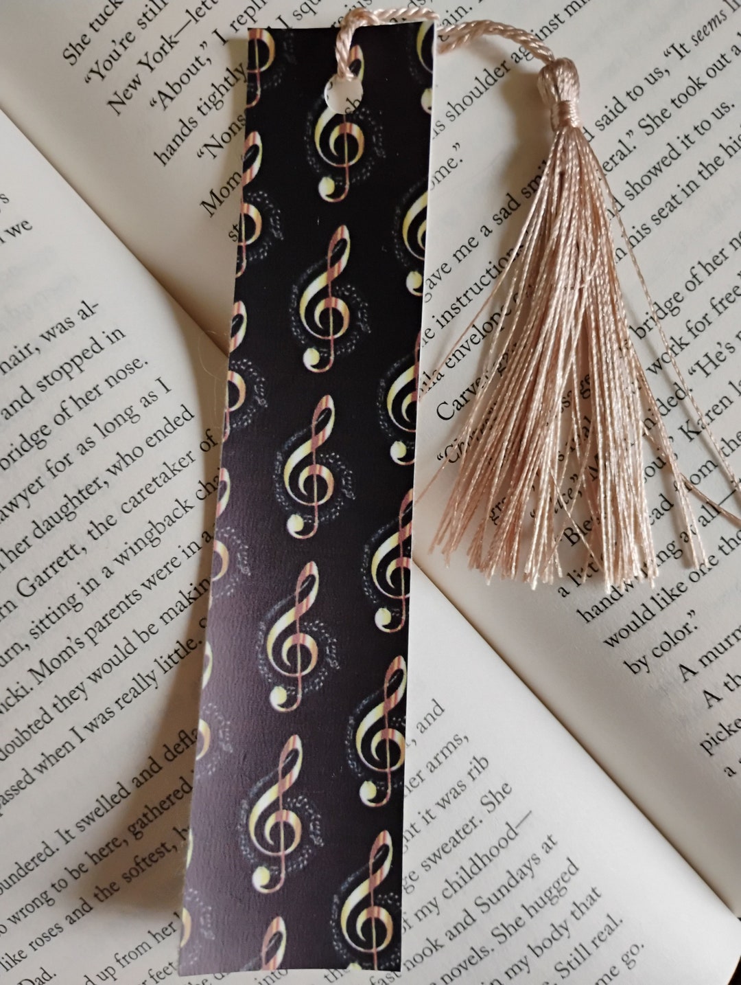 Black and Gold Music Notes Faux Leather Bookmark - Etsy