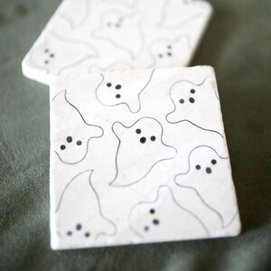 Ghost Marble Coasters/ Cute Ghost Decor/ Halloween Home Decor ...