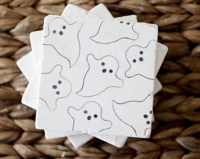 Ghost Marble Coasters/ Cute Ghost Decor/ Halloween Home Decor ...