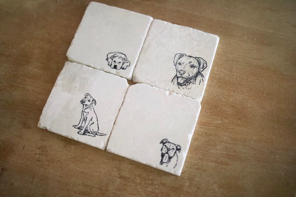 Pitbull Dog Marble Coaster Set/ American Pitbull Terrier/ Pitbull Gift ...
