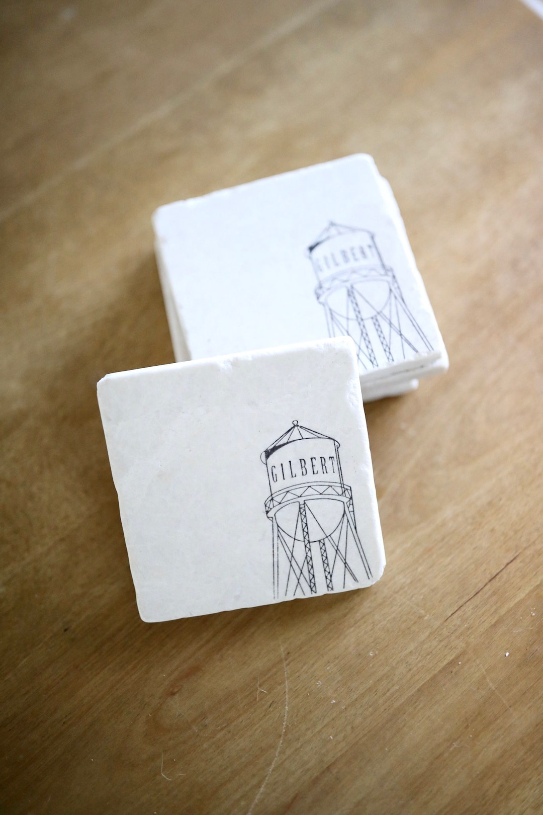 Gilbert Water Tower Marble Coaster Set, Arizona Home Decor, Gilbert ...