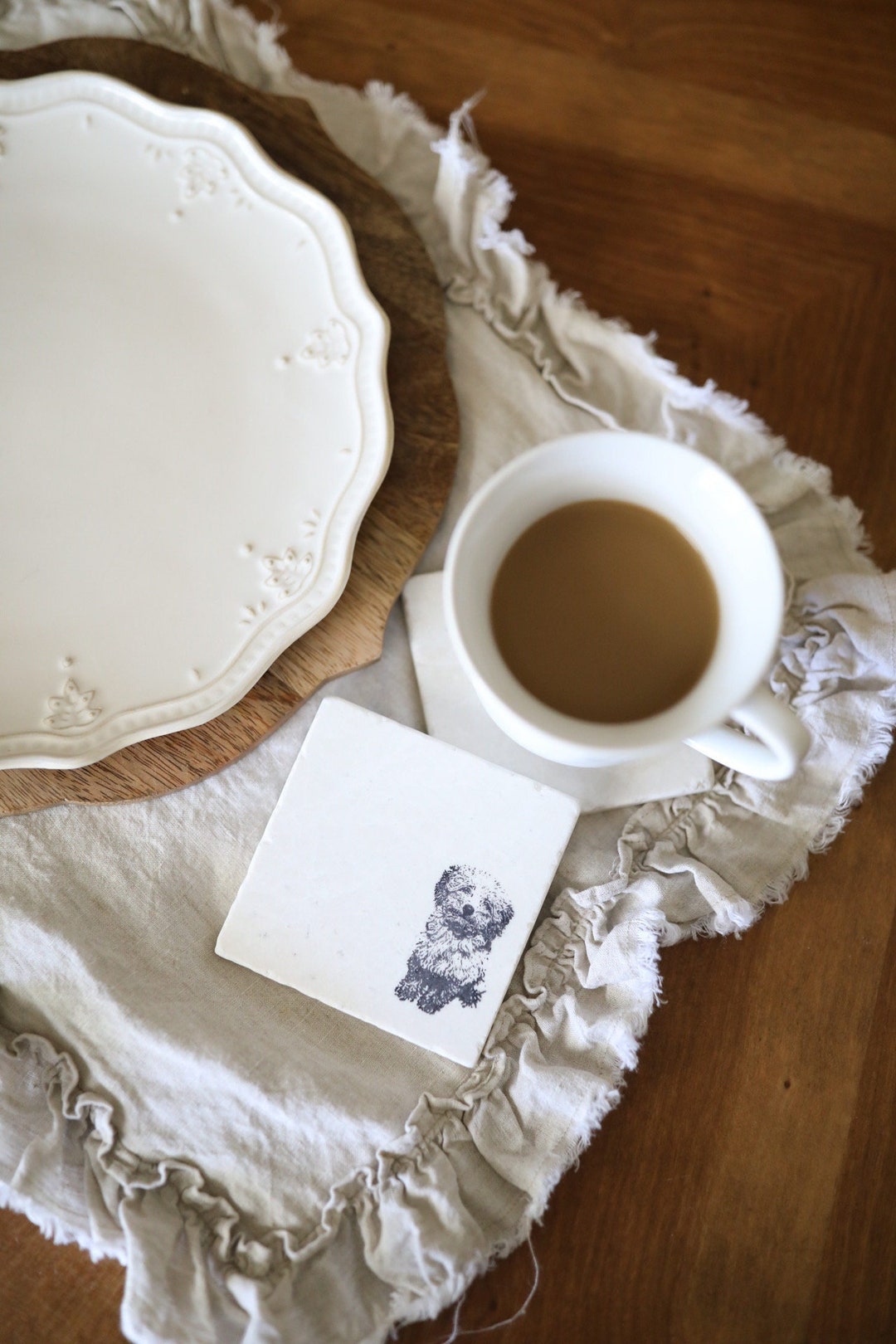 4 Goldendoodle Marble Coaster Set- Poodle Dog Gift Marble Drink Coaster ...