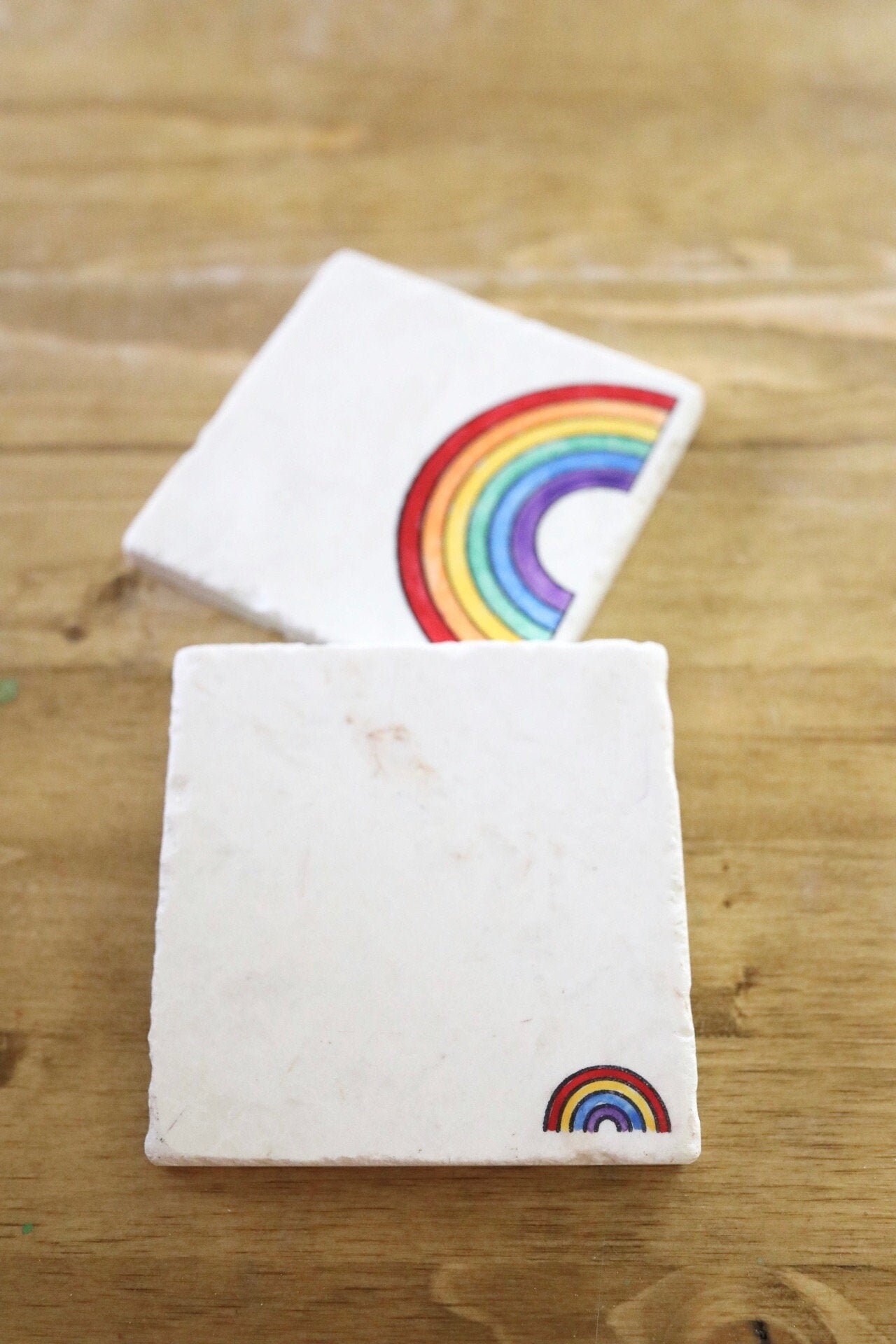 Bright Rainbow coasters/ rainbow baby coasters/ earth tone | Etsy