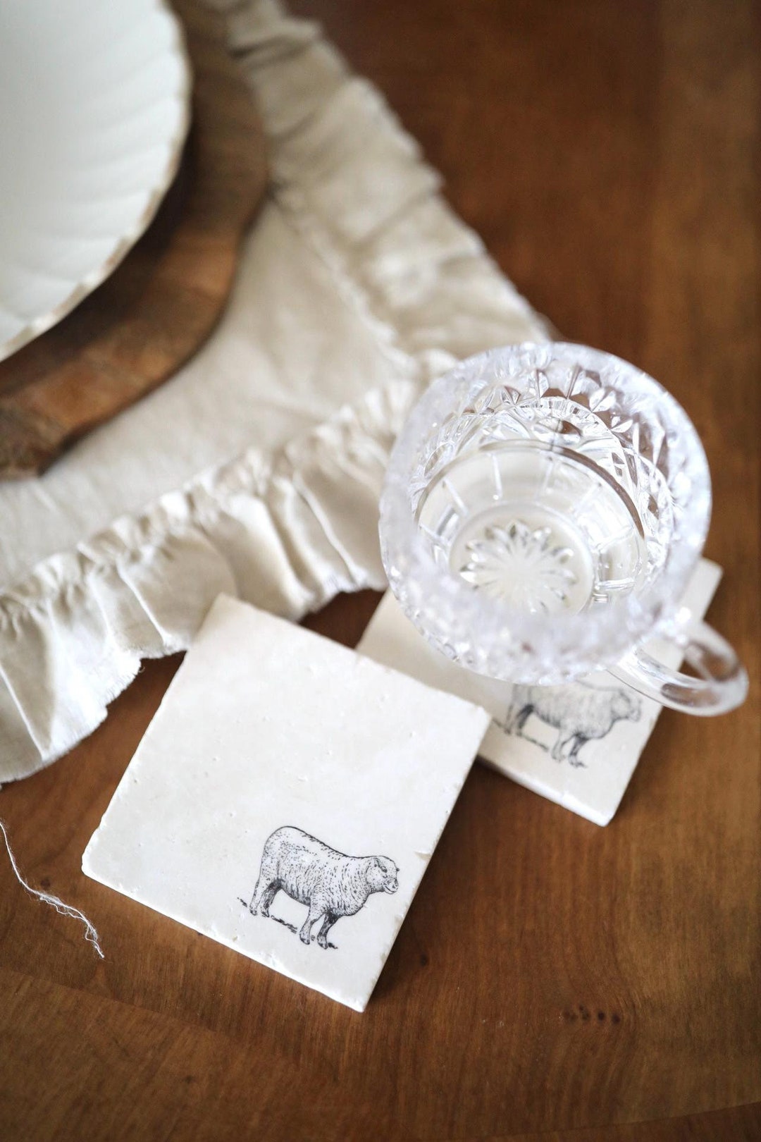 Farmhouse Sheep Marble Coaster Set – Cottagecore Decor - Etsy