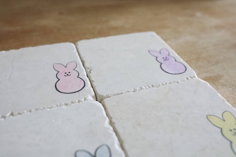 Easter Bunny Marshmallow Marble Coaster Gifts/ Easter Bunny - Etsy