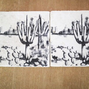 Vintage Cactus Desert Marble Coasters/ Desert Home Decor Southwestern ...