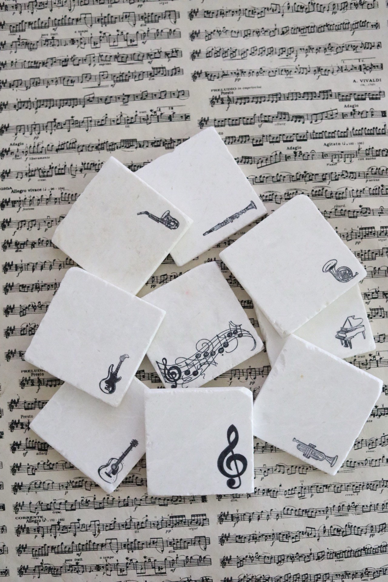 Acoustic Guitar Marble Coasters/ Acoustic Guitar Gift/ Vintage - Etsy