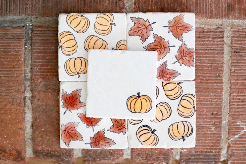 Fall Coasters/ Fall Decor/ Marble Coaster /Pumpkin Marble | Etsy