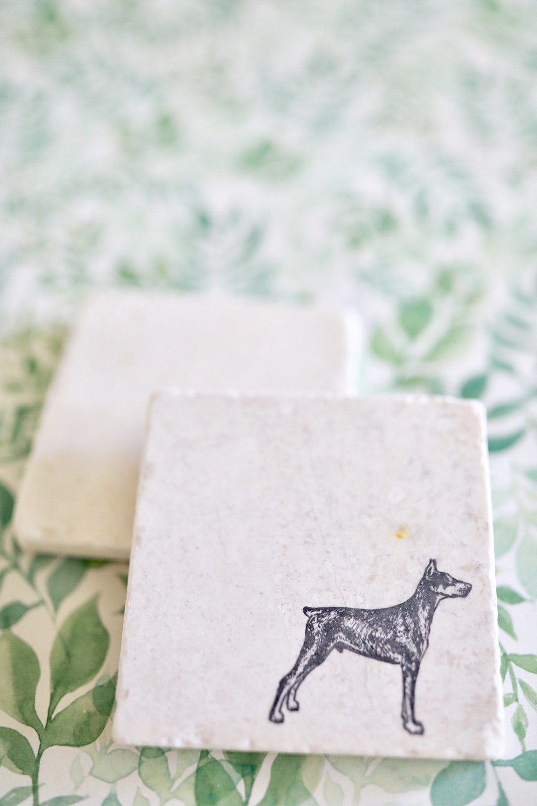 Custom Doberman Marble Coasters Doberman Gift Tile Stone Drink Marble ...