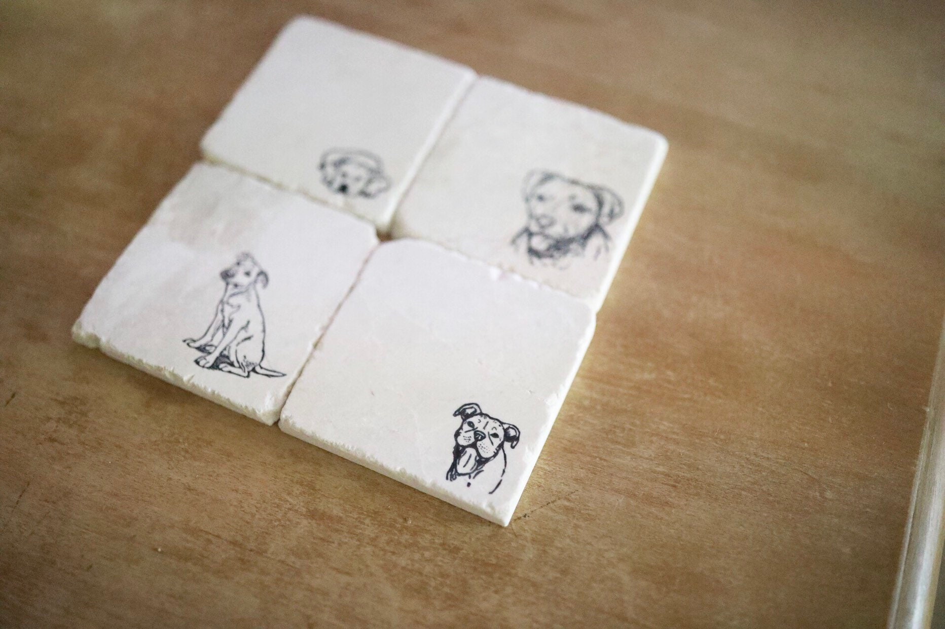 Pitbull Dog Marble Coaster Set/ American Pitbull Terrier/ - Etsy