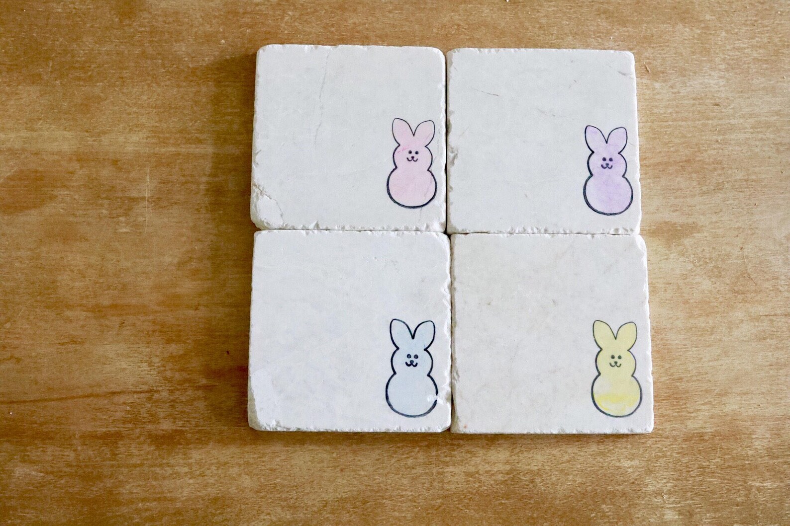 Easter bunny Marshmallow marble coaster gifts/ easter bunny | Etsy