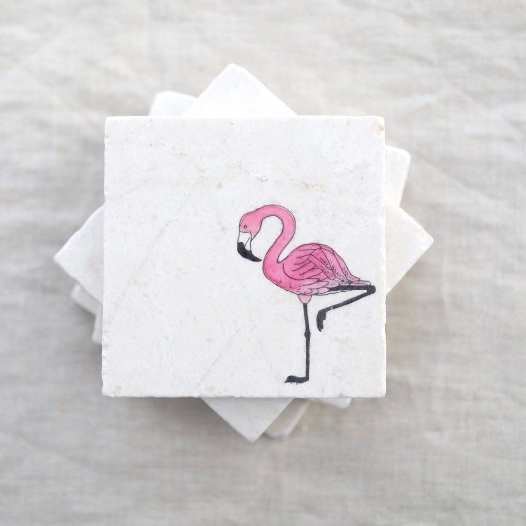 Flamingo Marble Coasters/ Flamingo Decor/ Flamingo Gift /marble Coaster ...