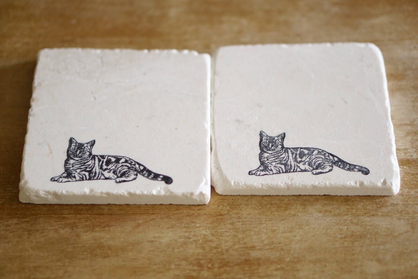 Tabby Cat Marble Coaster Set/ Cat Loss/ Cat Gift/natural Coasters ...