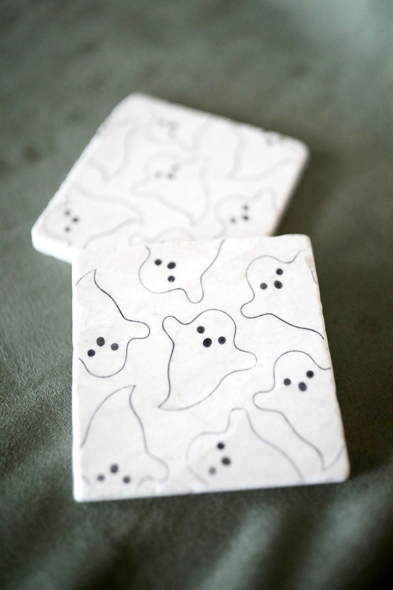 Ghost Marble Coasters/ Cute Ghost Decor/ Halloween Home Decor ...