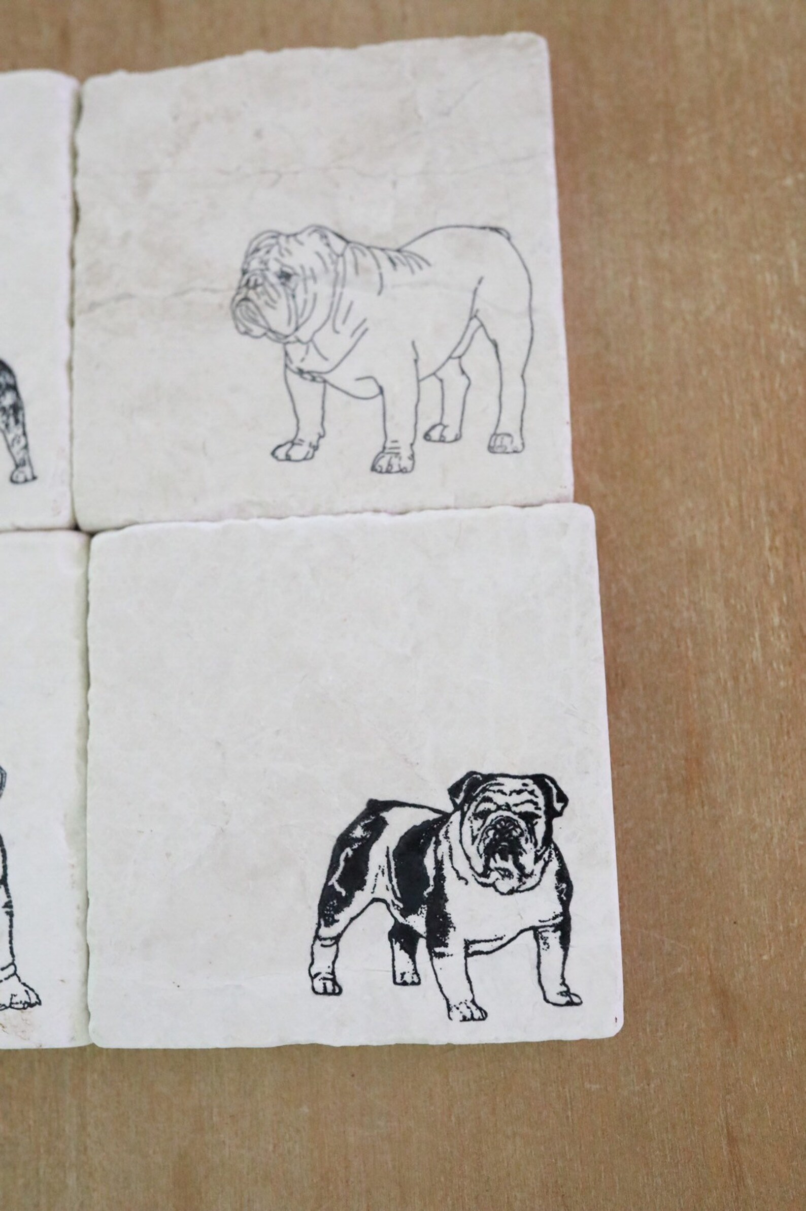 Bulldog Coasters/ English Bulldog Coasters/ Marble Dog Coasters/ Stone ...