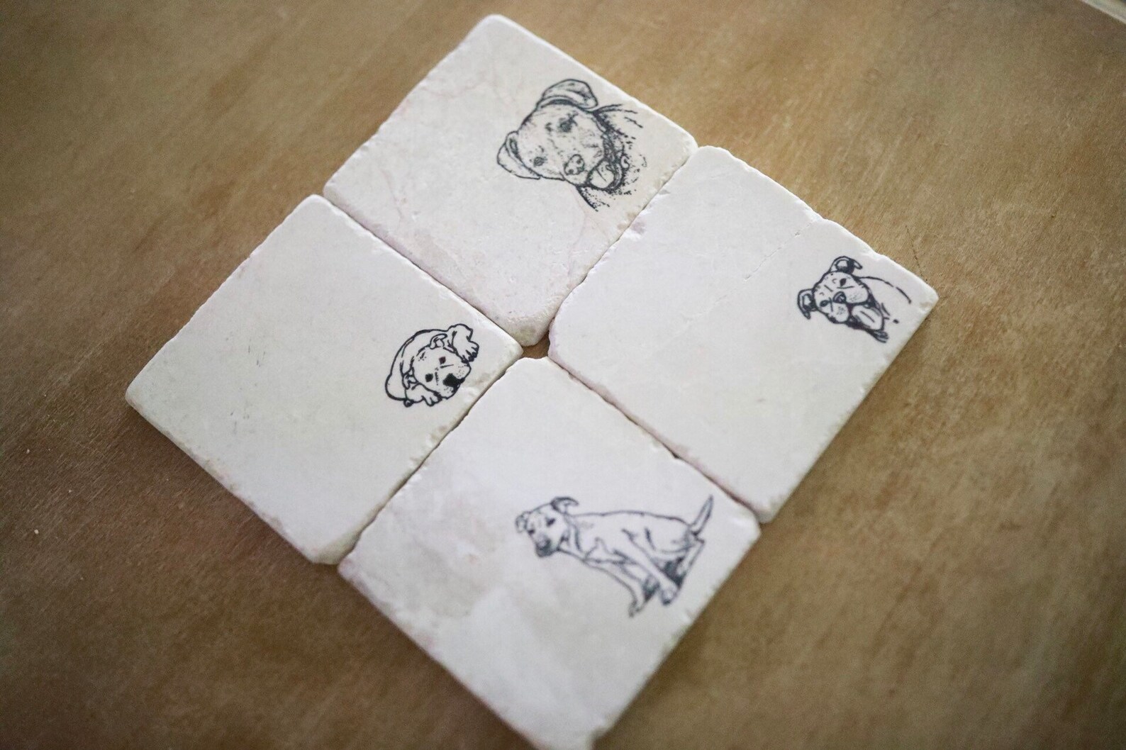 Pitbull Dog Marble Coaster Set/ American Pitbull Terrier/ - Etsy