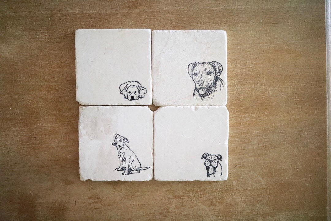 Pitbull Dog Marble Coaster Set/ American Pitbull Terrier/ Pitbull Gift ...