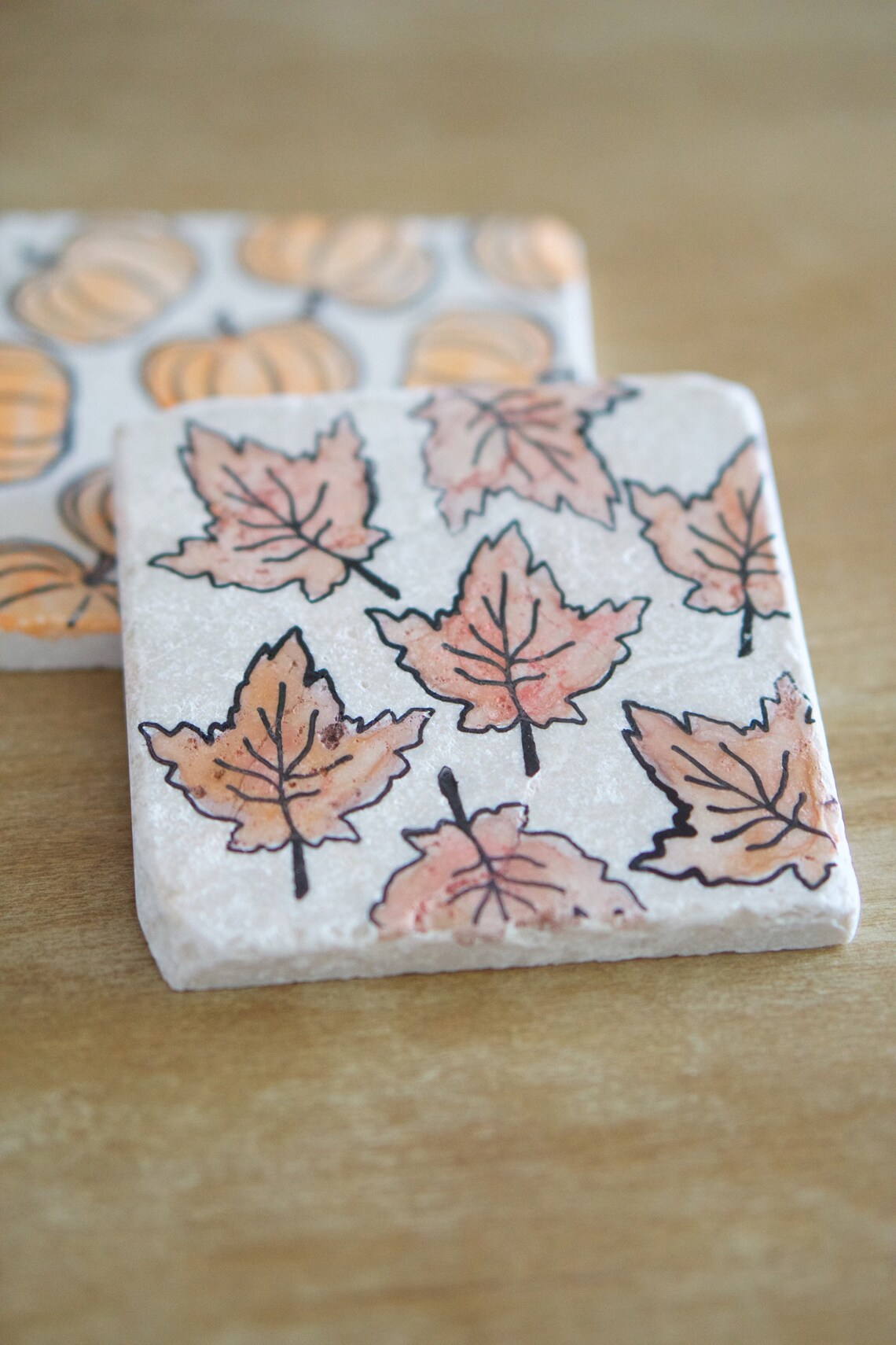 Fall Coasters/ Fall Decor/ Marble Coaster /Pumpkin Marble | Etsy