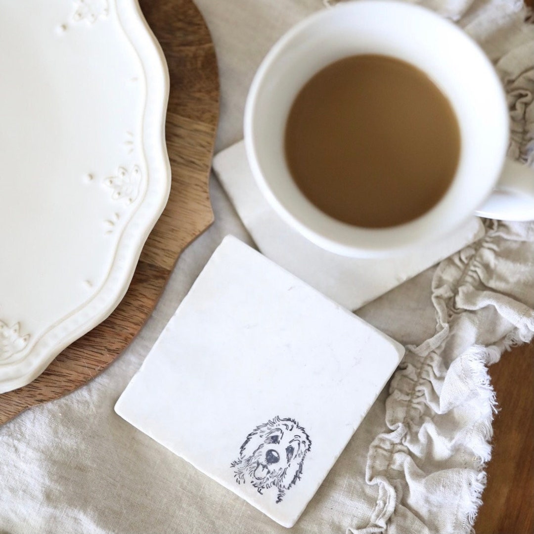 Goldendoodle Face Marble Coaster Set | Handcrafted Dog Breed Coasters ...