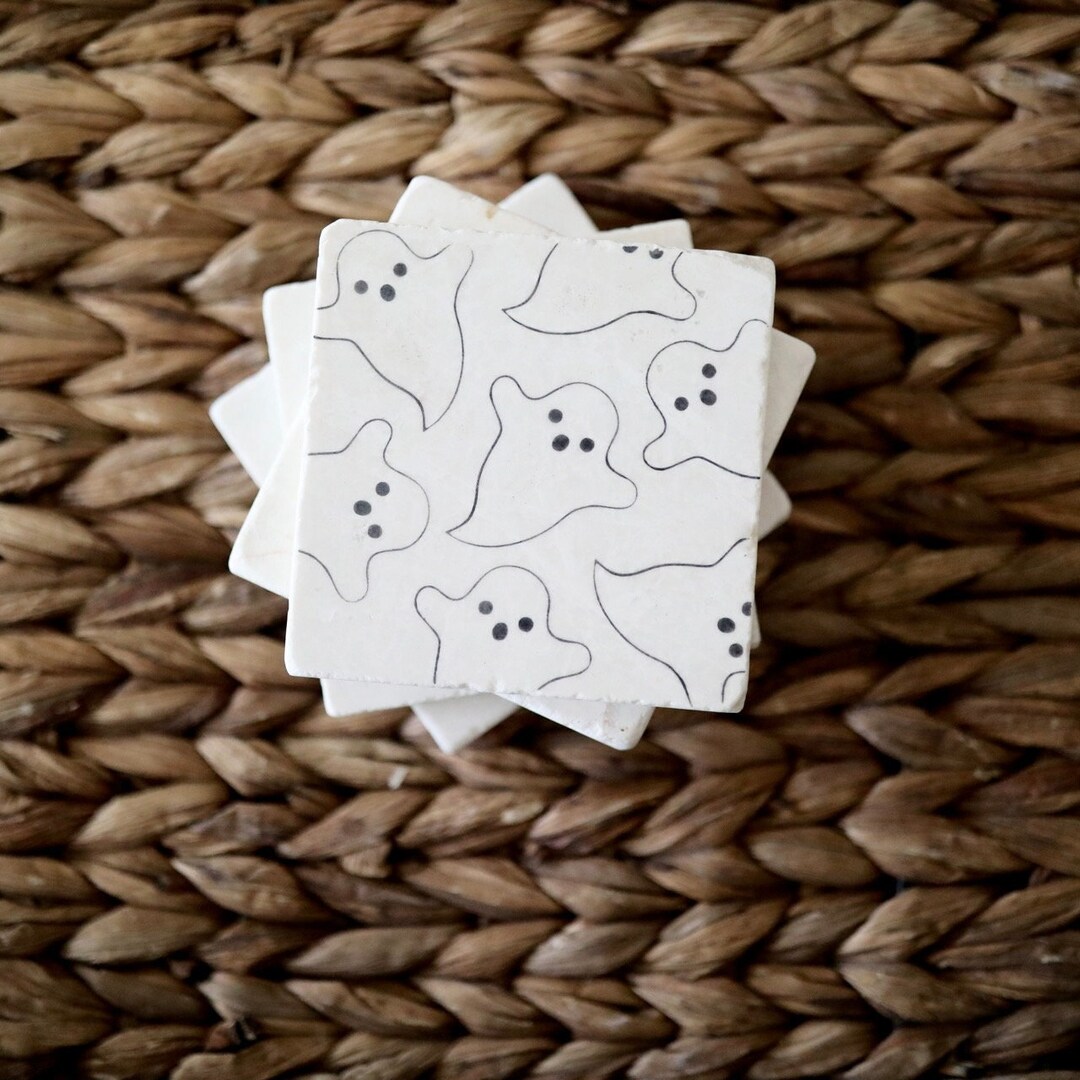 Ghost Marble Coasters/ Cute Ghost Decor/ Halloween Home Decor ...