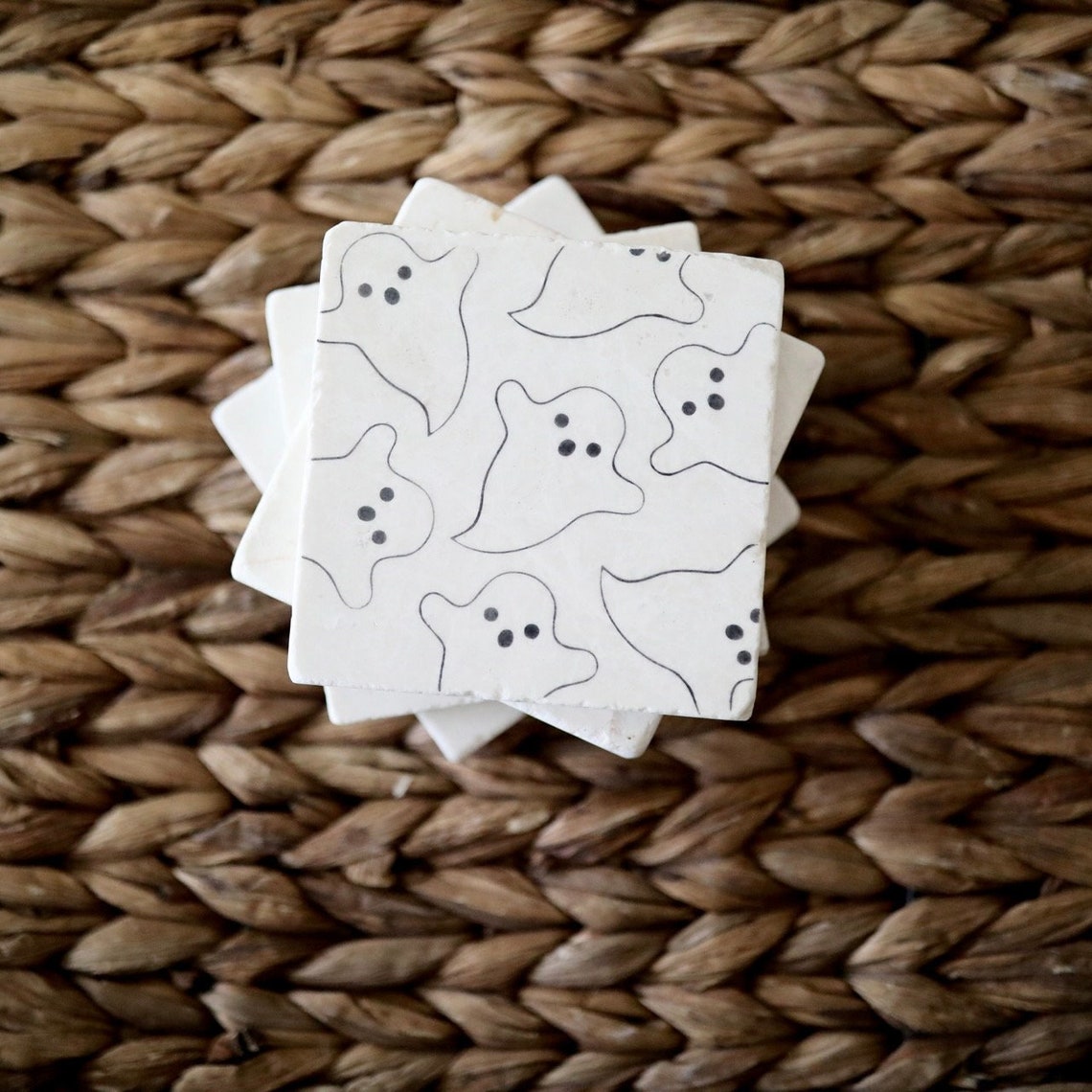 Ghost Marble Coasters/ Cute Ghost Decor/ Halloween Home Decor/ - Etsy