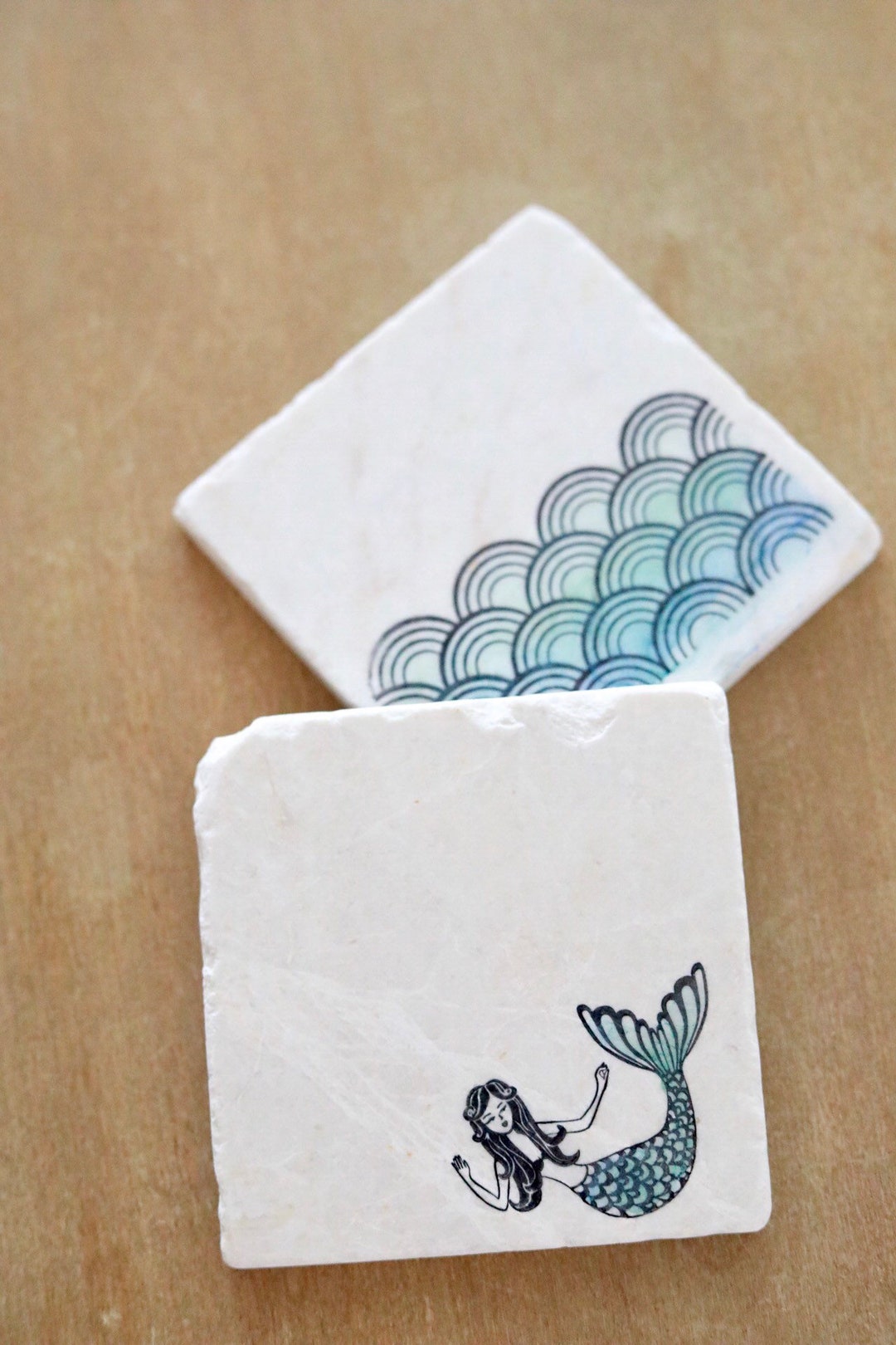 Mermaid Marble Coasters/ Mermaid Home Decor/ Mermaid/ Marble Coasters ...