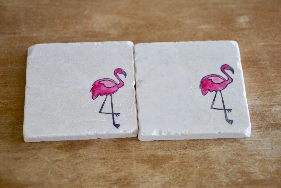 Flamingo Marble Coasters/ Flamingo Decor/ Flamingo Gift - Etsy