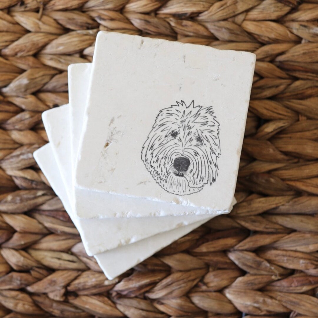 4 Sheepadoodle Coasters/ Sheepdog Custom Coasters/ Golden Doodle ...