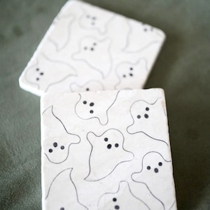 Ghost Marble Coasters/ Cute Ghost Decor/ Halloween Home Decor ...
