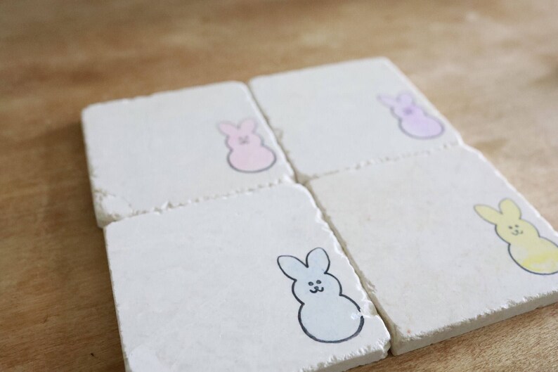 Easter Bunny Marshmallow Marble Coaster Gifts/ Easter Bunny - Etsy