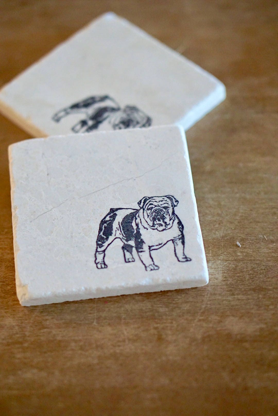 4 Bulldog Dog Marble Coasters/ English Bulldog Gifts/ Bulldog - Etsy
