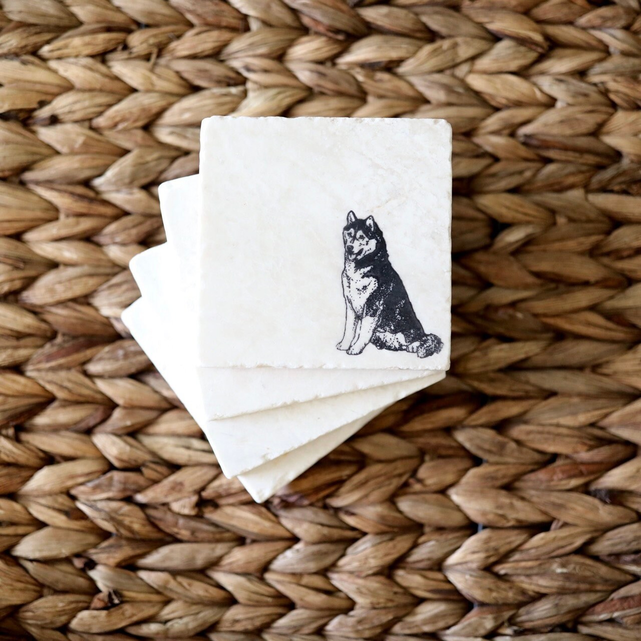 Husky Dog Marble Coaster/ Siberian Husky Coaster/dog Coaster/ Dog Gift ...