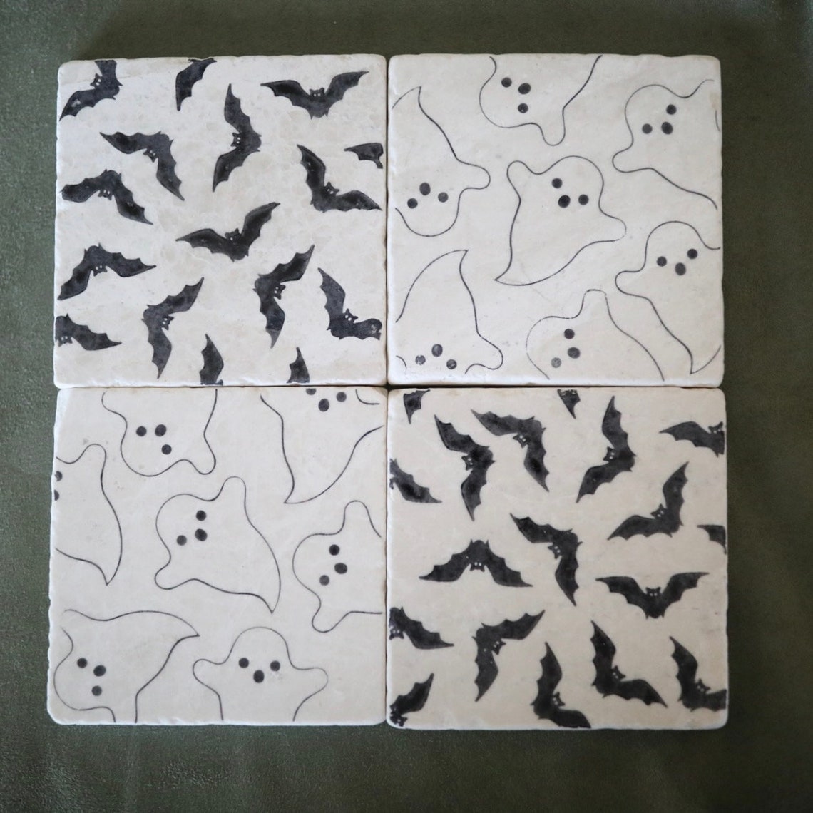Ghost Marble Coasters/ Cute Ghost Decor/ Halloween Home Decor/ - Etsy