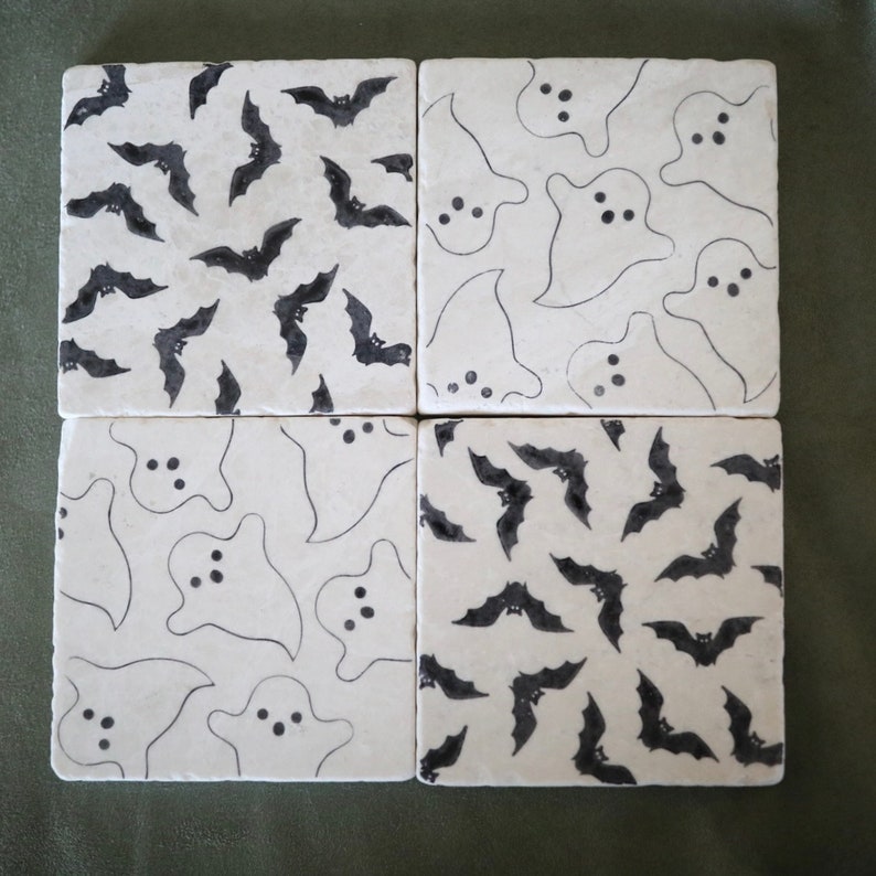 Ghost Marble Coasters/ Cute Ghost Decor/ Halloween Home Decor ...