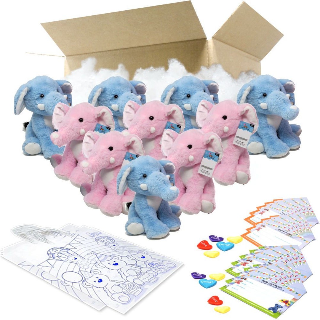 Pink & Blue Elly 14” Plush Party Pack Make Your Own Bear Kits - Etsy