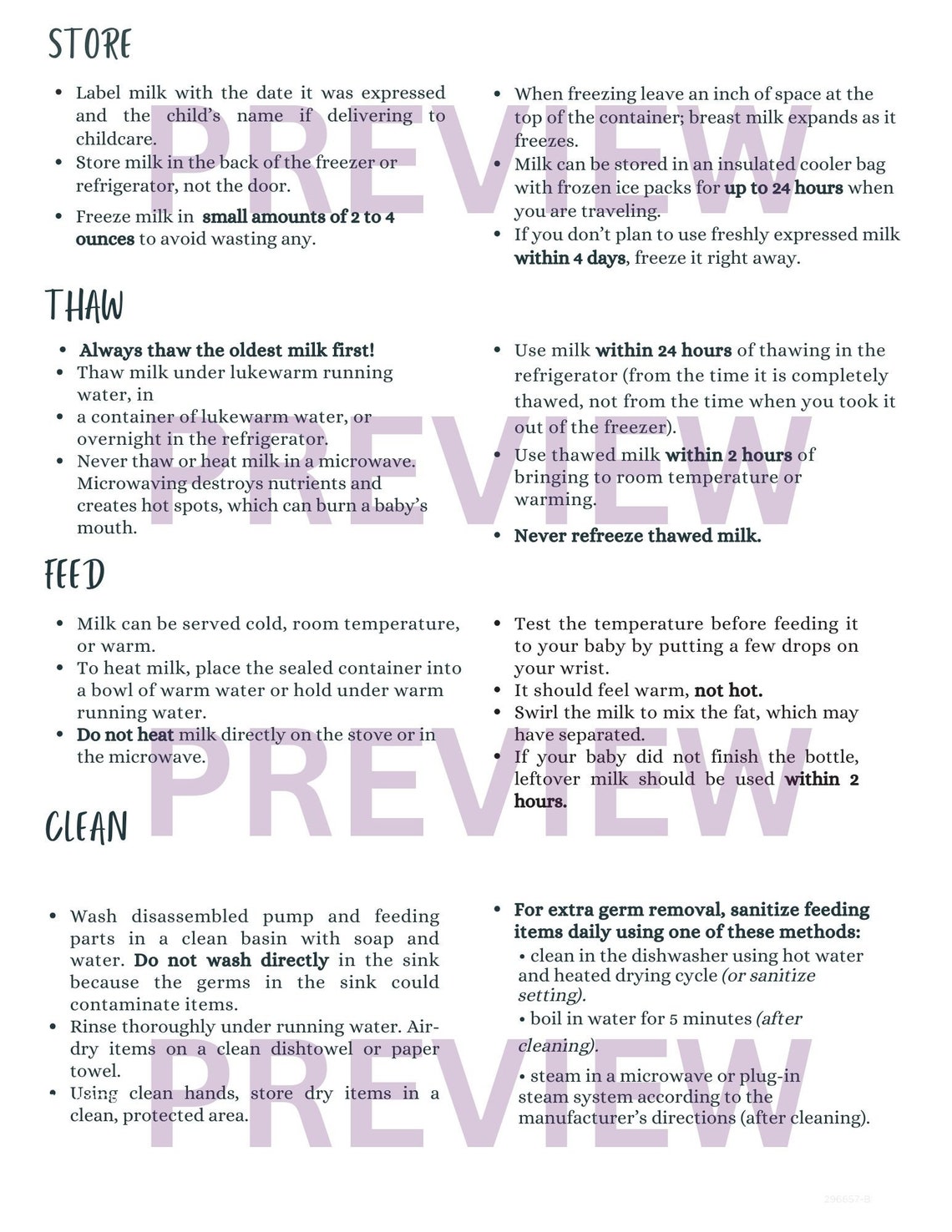 Breast Milk/ Human Milk Storage Guidelines Free Printable - Etsy