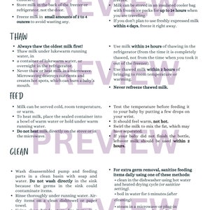 Breast Milk/ Human Milk Storage Guidelines Free Printable - Etsy