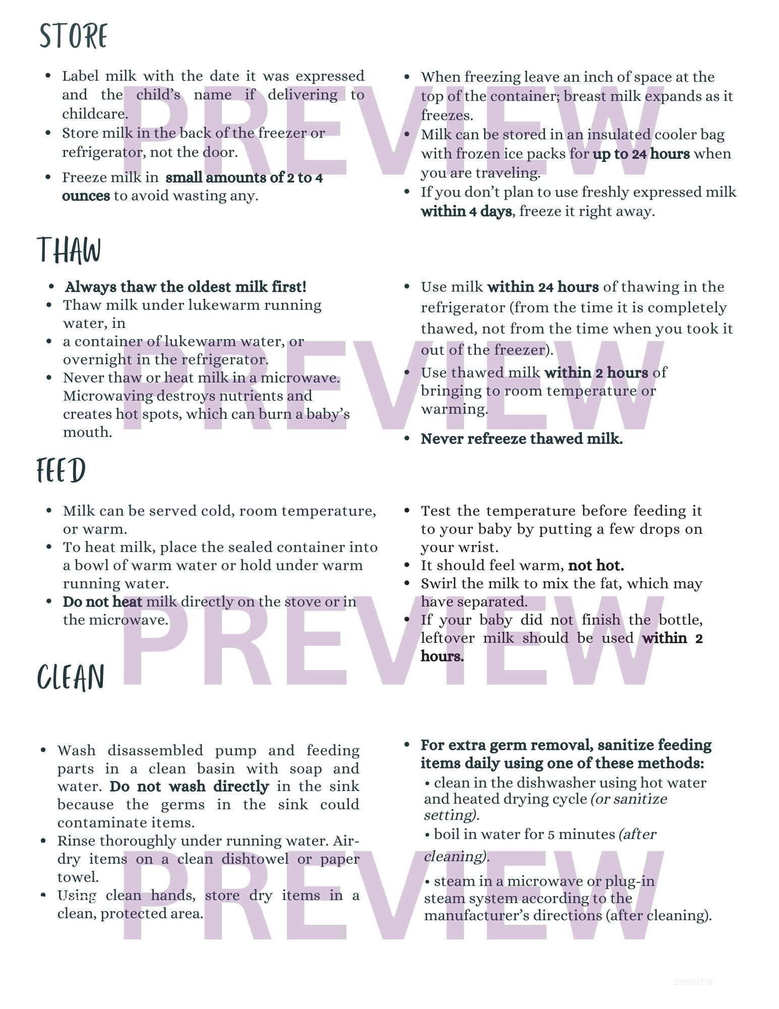 Breast Milk/ Human Milk Storage Guidelines Free Printable - Etsy